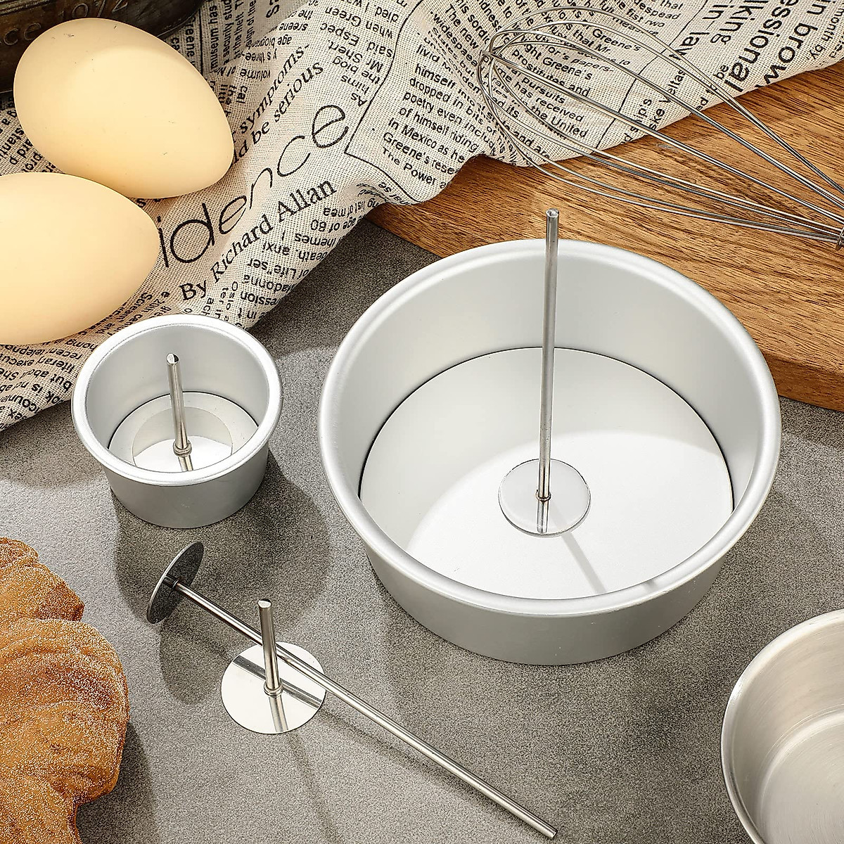 4 Pieces Stainless Steel Cake Heating Core 6 Inch and 2 Inch Silver Heating Rod Cake Baking Supplies for Baby Shower Birthday Party Wedding Cake Decorating Baking Tools Accessories Kitchen Utensils