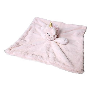 SONA G DESIGNS Unicorn Lovey Lovie Security Blanket with Rattle -Can be Custom Personalized (Pink Unicorn with Embroidered Name)