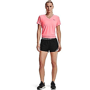 Under Armour Women's Play Up TriCo Shorts 3.0, Black (001)/White, X-Small