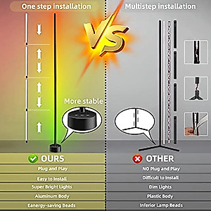 Probapro Corner Floor Lamp, 55'' RGB LED Floor Light for Bedroom, Color Changing Mood Lighting with Music Sync, LED Corner Light with Remote & App Control, RGB Corner Lamps for Living Room Gaming Room