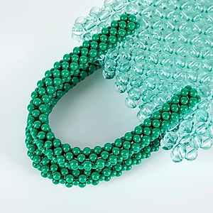 YUSHINY Women Transparent Acrylic Beaded Top-Handle Clutch Vertical Evening HandBag for Wedding Party (Green)