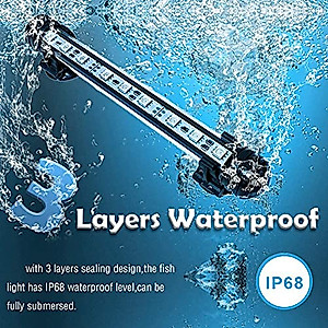 MingDak Fish Aquarium Tank Light - Aquarium Background Light with Timer Auto On/Off,Wireless Remote Control,RGB Colored Changing, Underwater Submersible LED Light,7.5 inch 9 LEDs