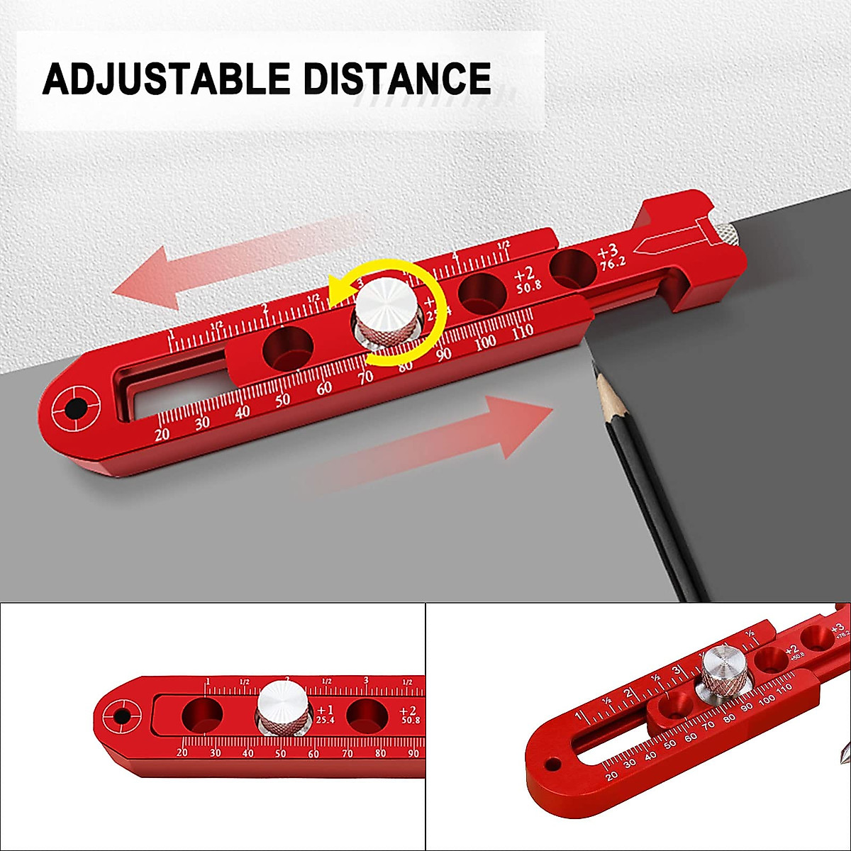 CDIYTOOL Woodworking Aluminum Alloy Circular Drawing Tool,Fixed-Point Marking Gauge Woodworking Compass Scribe,Metric/British,Adjustable Drawing Circle Ruler