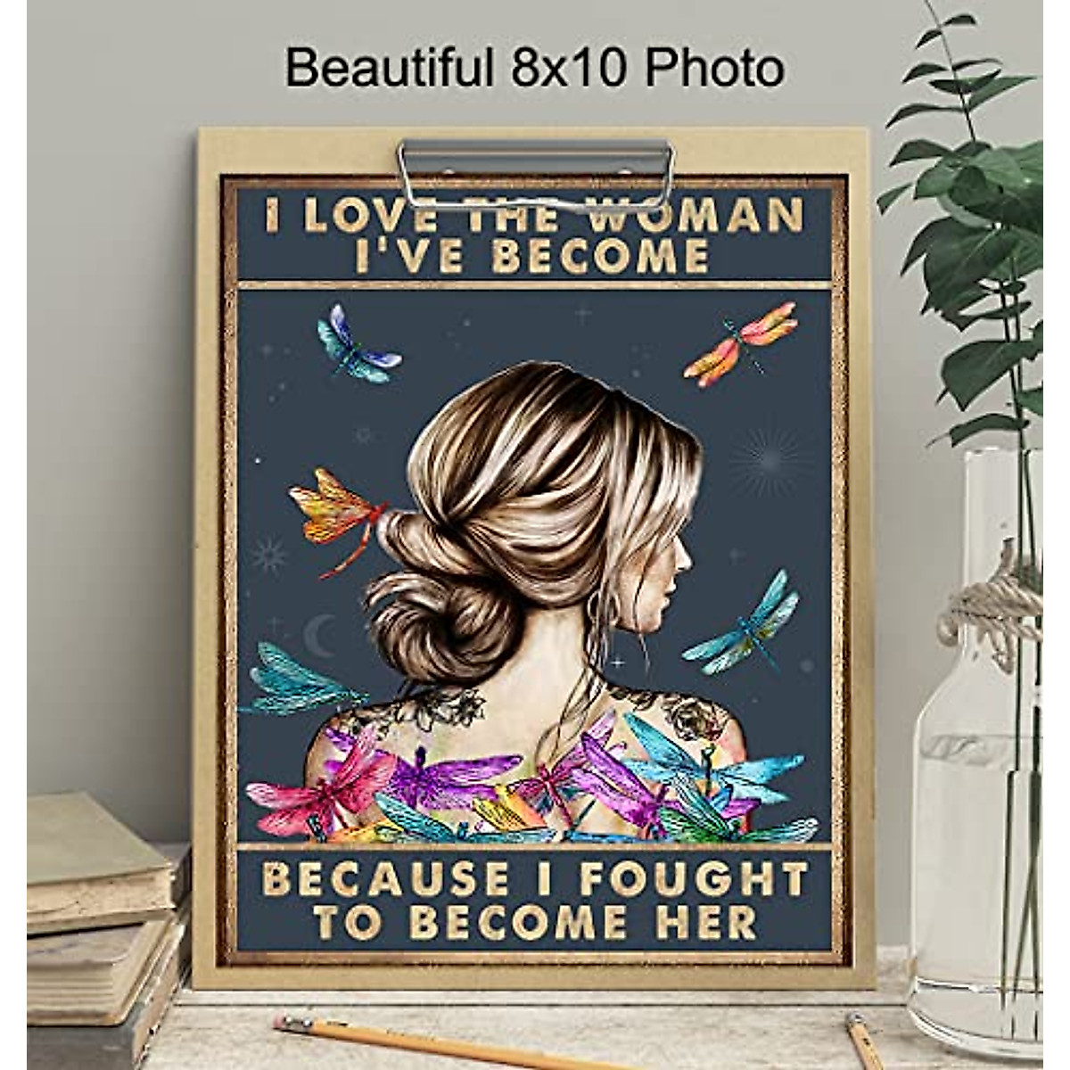 Inspiring Positive Quotes Sayings for Wall Decor - Uplifting Inspirational Encouragement Gifts for Women, Teens, Girls - Motivational Wall Art Posters - Positive Affirmations - Boho Dragonfly Decor