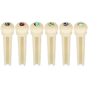 Blisstime 6pcs Unbleached Guitar Bone Bridge Pins Natural Bone Color Replacement Parts with Abalone Dot