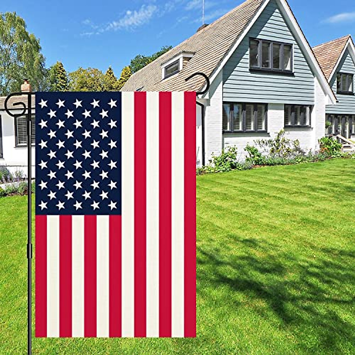 MingTa 2 Pack 4th of July American Flags Garden Flags 12x18 Double Sided Yard Flags for Outside Seasonal Outdoor Decor Vertical Burlap Decoration