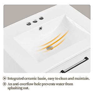 Yaheetech 24" Bathroom Vanity with Sink, Wall Mounted Bathroom Sink Cabinet with 1 Drawer and Open Shelf, Modern Clearance Bathroom Vanities with Sink Combo Set