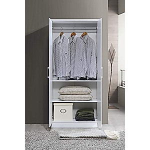 HODEDAH IMPORT Hodedah 2-Door Armoire with 4-Shelves Wardrobe, 17"D x 31.5"W x 73"H, White