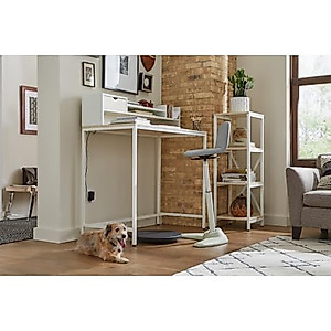 Brite Four Shelf Bookcase 48" H x 16" W x 16" D in Light Maple Laminate and White Metal Frame for Minimalist Bookshelf and Residential Furniture