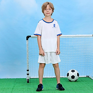 brooman Kids Indoor Soccer Shoes Boys Girls Soccer Cleats Athletic Turf Shoes (3.5,Black Blue)