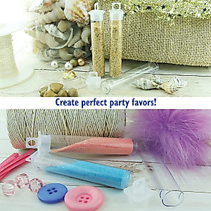 The Beadsmith Clear Plastic Tubes - 2-Inch-Long Round Tubes, 9/16 Inches in Diameter - Hanging Caps - Use for Beads, Bath Salts, Wedding & Party Favors, Home or Office Storage - Bag of 100