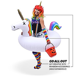 GoFloats Unicorn Costume Tube - Giant Inflatable Unicorn with Suspenders