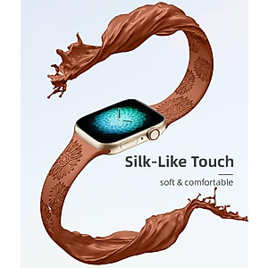 Odbeai Floral Engraved Band Compatible with Apple Watch Bands for Women 38mm 40mm 41mm 42mm 44mm 45mm 46mm 49mm,Soft Silicone Cute Pattern Sport Strap for iWatch Bands Women Series 10 9-1 SE Ultra1/2