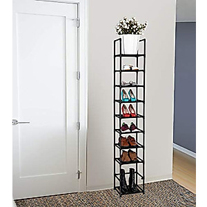 FIDUCIAL HOME 10 Tiers Shoe Rack Space Saving Vertical Single Pairs Sturdy Shoe Shelf Storage Organizer
