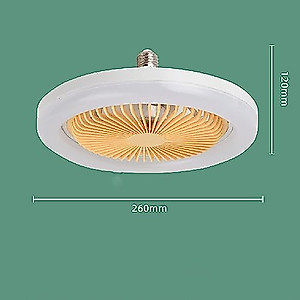 shyliey Low Profile Ceiling Fan Light with Remote Control 2-in-1 Multifunctional Round Modern Dimmable Electric E27 Ceiling Fan Kit with Lights for Home Bedrooms Kitchen Office (Yellow)