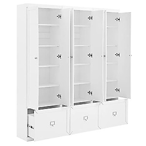 Crosley Furniture Harper 3-Piece Entryway Set with 3 Pantry Closets, White