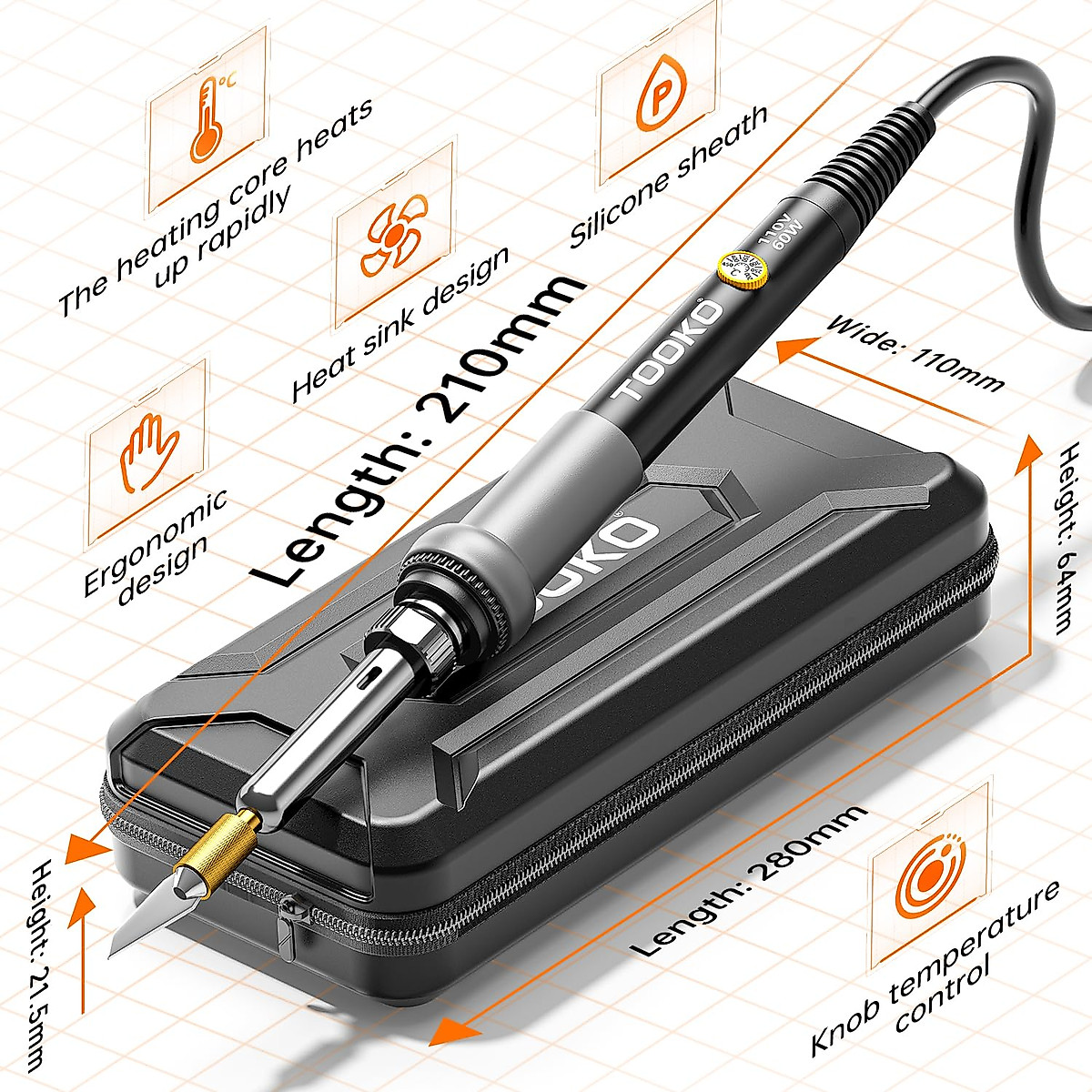 96pcs Wood Burning Kit, Professional Wood Burner Pen Tool, Creative Tool Set Adjustable Temperature WoodBurner for Embossing/Carving,Suitable for Beginners,Adults