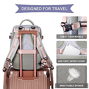 Large Travel Backpack Women, Carry On Backpack,Hiking Backpack Waterproof Outdoor Sports Rucksack Casual Daypack School Bag, Laptop Backpack Flight Approved，Light Purple