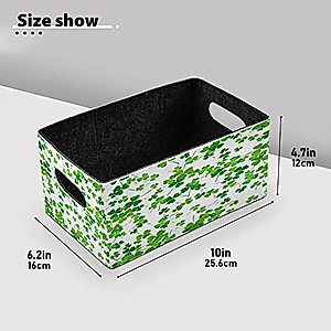 Kcldeci St. Patrick's Day Clover Storage Bins 2-Pack Foldable Storage Baskets for Organizing Closet Large Storage Box Sturdy Organizer Bins