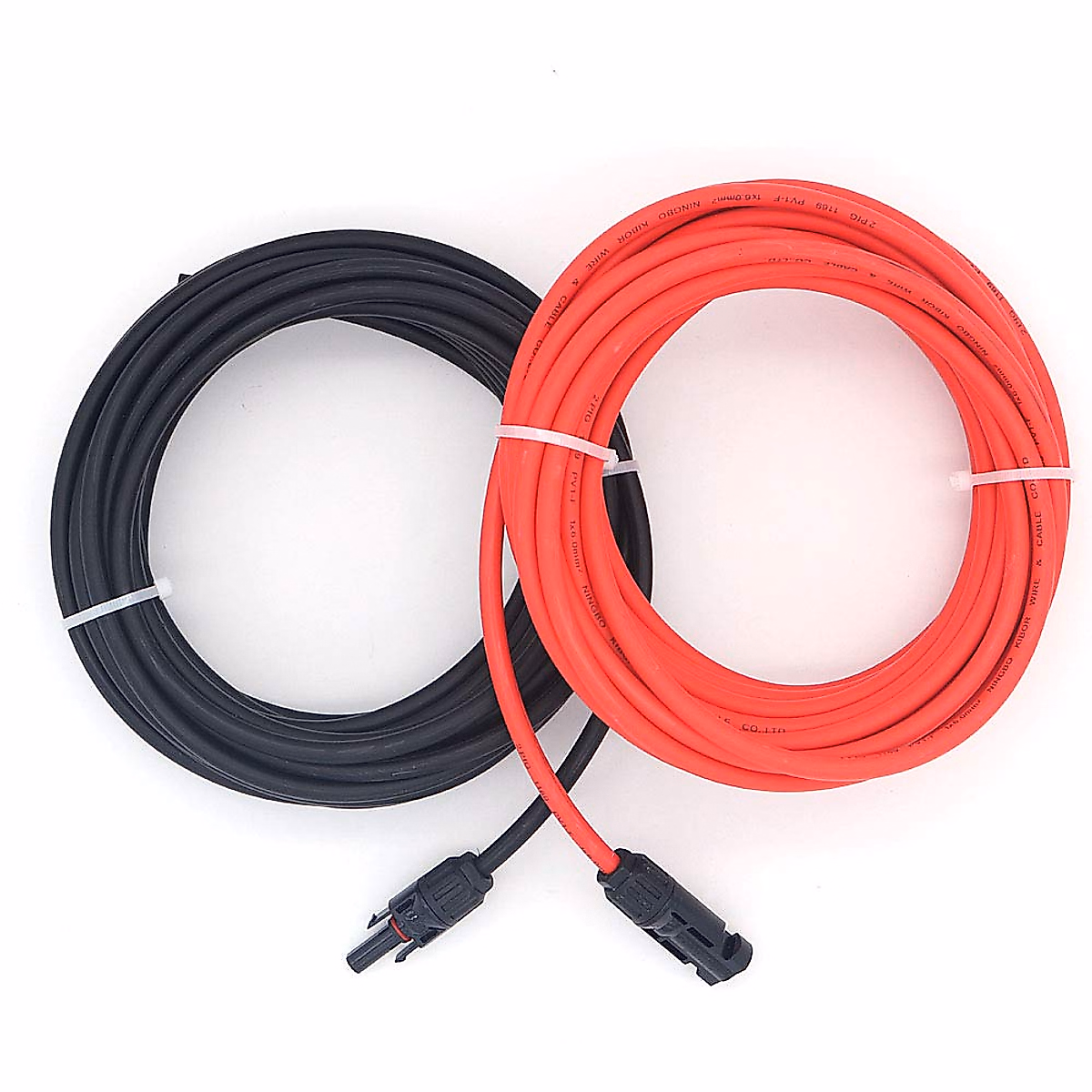 NUZAMAS Pair of 9.15m (30FT) 6.0mm (10AWG) Single Core Extension Cables with connectors (Male and Female) for Solar Panels and Solar Power Systems RV Caravan