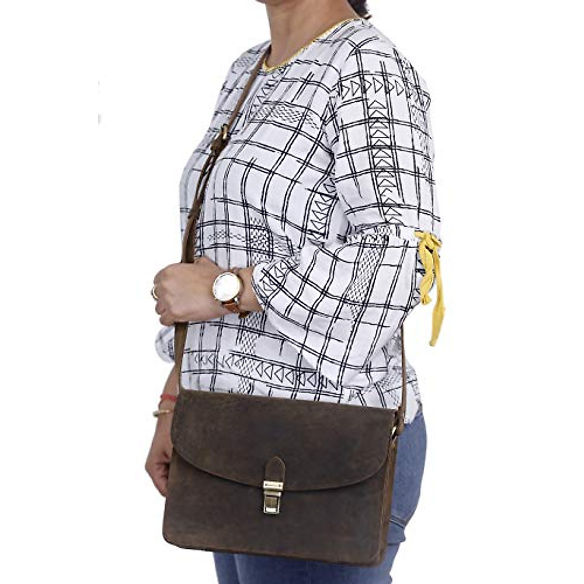 Komal's Passion Leather Crossbody Bag for women 10 inch purse tote ladies bags satchel travel tote shoulder bag