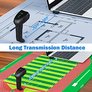 Symcode Wireless Handheld Barcode Scanner Versatile 2-in-1 (2.4Ghz Wireless+USB 2.0 Wired) 328 Feet Transmission Distance Rechargeable 1D Laser Automatic Bar Code Reader Scanner(Black)
