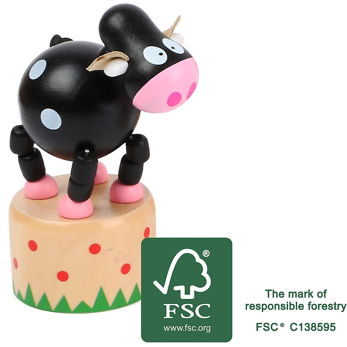 small foot wooden toys Cute Dancing Cow Toy Designed for Children Ages 3+, Multi