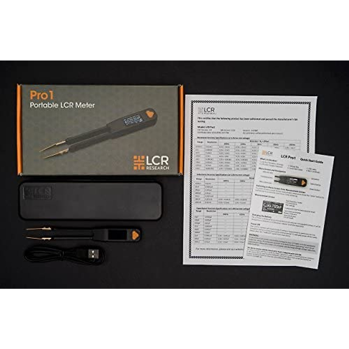 LCR Research Pro1 Plus - 100KHz LCR Meter with 0.1% Accuracy/LED Tester/ESR Meter/Smart SMD Tweezers