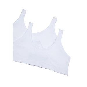 Hanes Girls' Big Seamless ComfortFlex Fit Cozy Pullover Bra 2-Pack, WHT/WHT, X Large