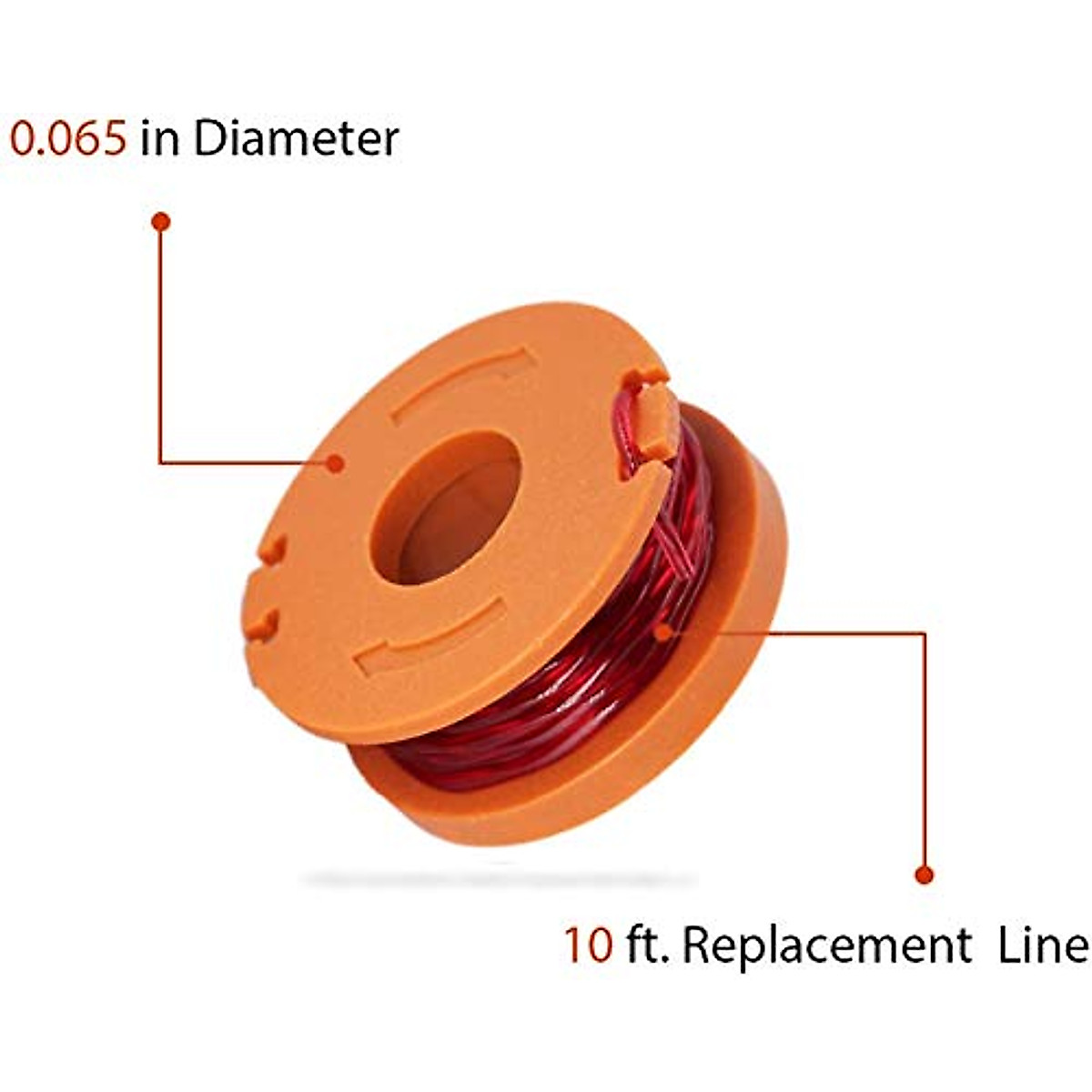 YUEFENG 18 Pack String Trimmer Replacement Spools for Worx WA0010 WG180 WG163 WG175 Trimmer/Edger Weed Eater Line 10ft 0.065"+ 1 Pack Spool Cap Covers (18 Spools, 1 Caps)