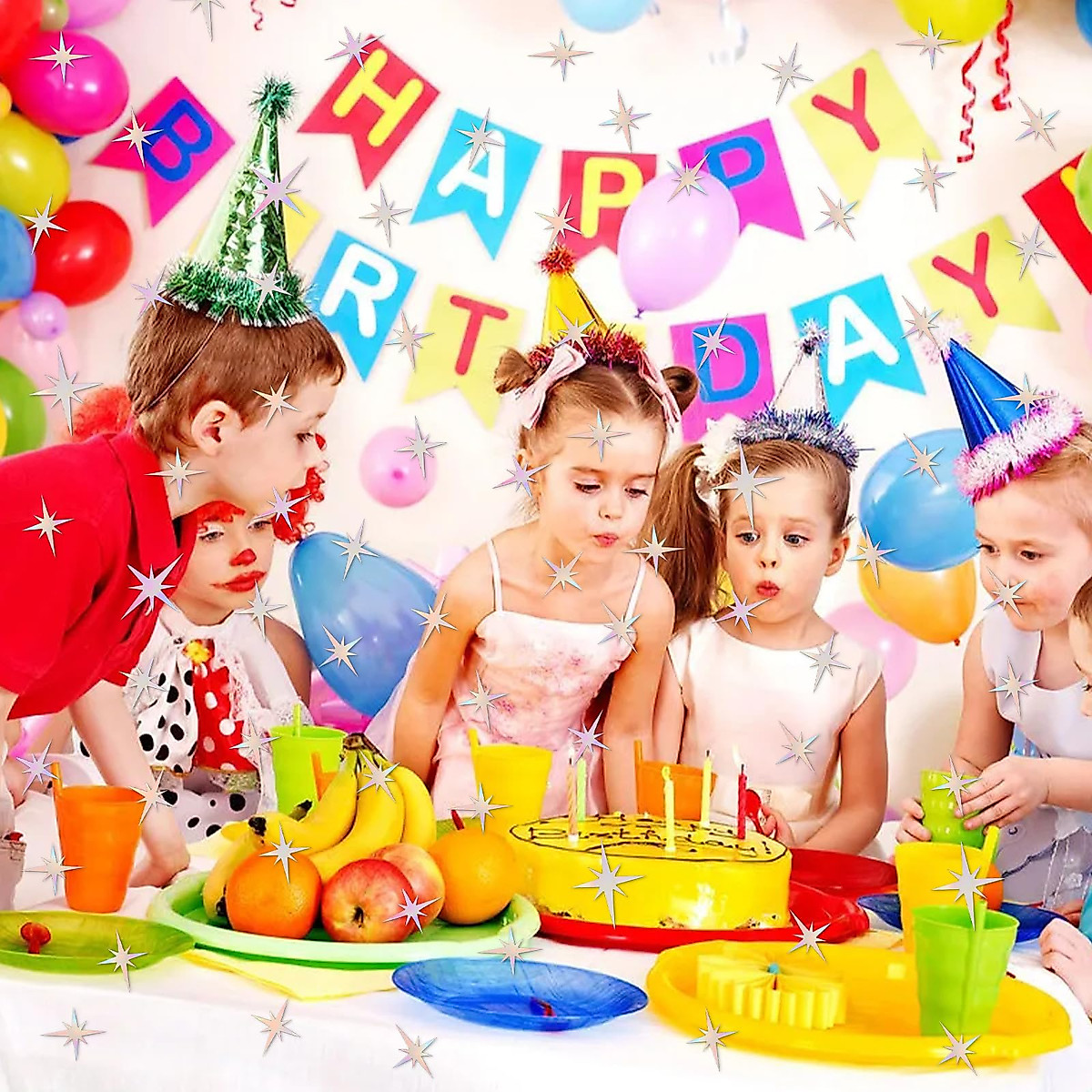 Keaziu 100PCS Star Confetti Sliver Star Foil Sequin Table Confetti for Wedding Birthday Halloween Party Wedding Valentine's Day Baby Shower Decorations Sliver