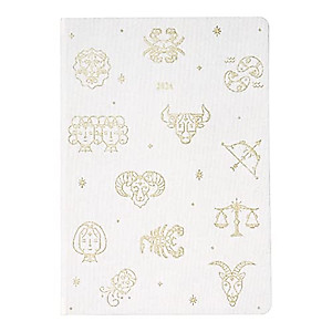 Letts of London Zodiac Weekly/Monthly Planner, 12 Months, January to December, 2024, Sewn Binding, A5 Size, 8.25" x 5.875", Multilingual, Ivory (C082297-24)