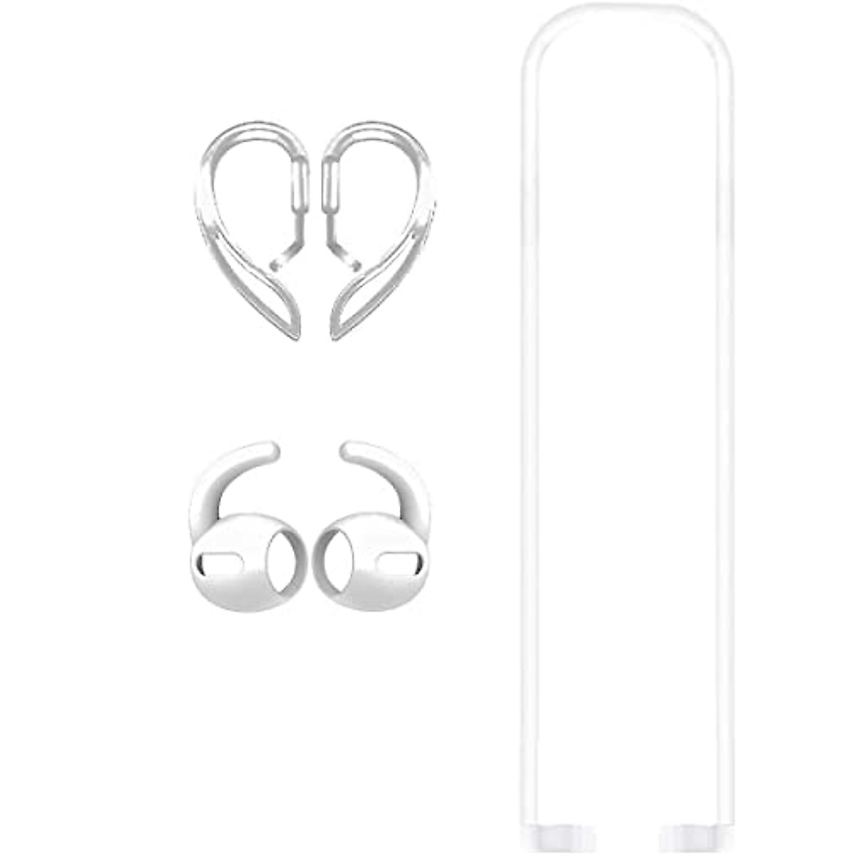 JNSA [Never Lose Your Air Pods Pro] Anti Slip Set , Sport Ear Hook Compatible with Air Pods Pro + Air Pods Pro Earbuds Ear Hooks Cover + Strap Compatible with Air Pods Pro [3in1] (White)