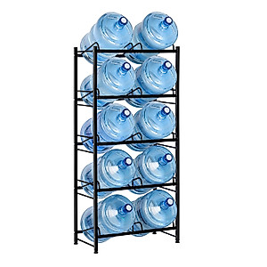 smusei 5 Gallon Water Bottle Holder Water Jug Holder 5 Tier Water Jug Rack for 10 Bottles Heavy Duty 5 Gallon Water Jug Stand Organizer Shelf for Home Kitchen Office, Space Save, Black