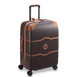 DELSEY Paris Chatelet Hardside 2.0 Luggage with Spinner Wheels, Chocolate Brown, Checked-Medium 24 Inch