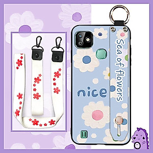 Original Lanyard Lulumi Phone Case for infinix X612/Smart HD 2021, Durable Sunflower Back Cover Painting Flowers Anti-dust for Girls Shockproof Dirt-Resistant Phone Holder Soft Wristband, 5