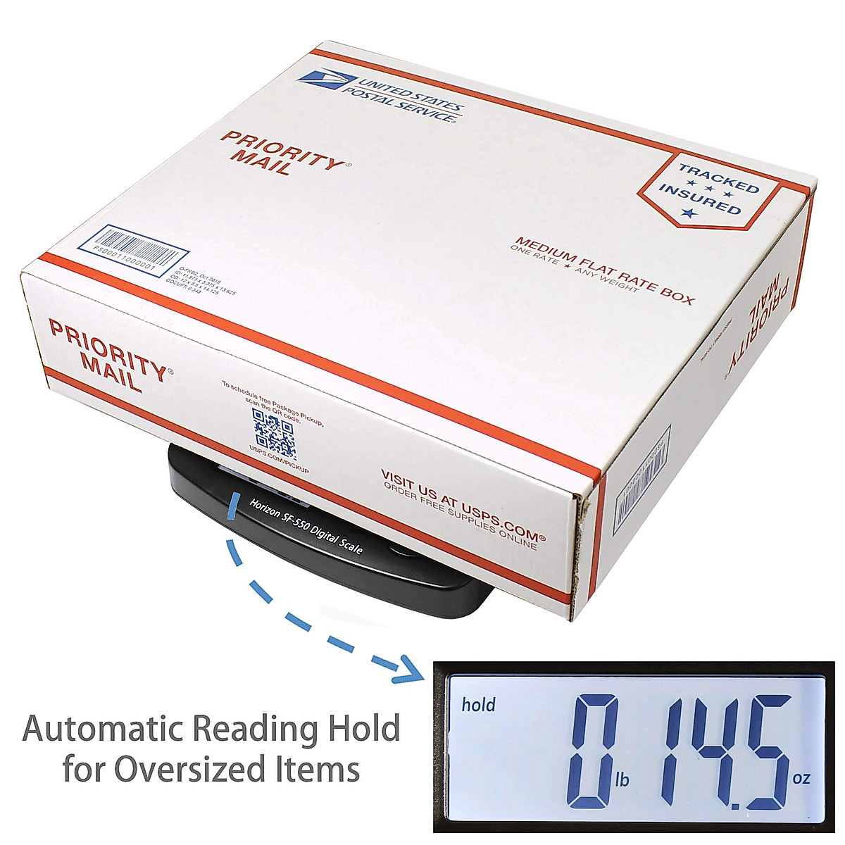 Horizon SF-550 55 LB x 0.1 OZ Digital Postal Shipping Scale with Counting Function, Auto Read Hold, 1 Gram Accuracy