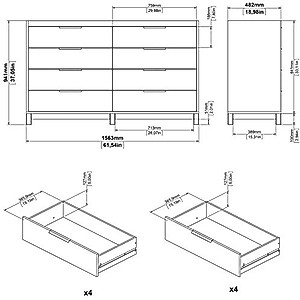 Tvilum Rainier 8 Drawer Double Dresser, Dark Chocolate