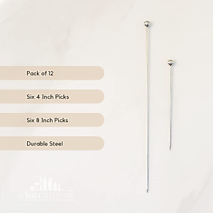 A Bar Above Cocktail kit - Stainless Steel Cocktail Picks 12pc & Mixing Glass (Diamond Cut)