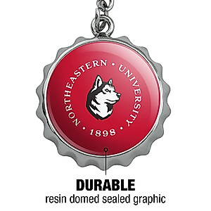 GRAPHICS & MORE Northeastern University Primary Logo Keychain Chrome Plated Metal Pop Cap Bottle Opener