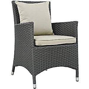 Modway EEI-1924-CHC Sojourn Dining Outdoor Patio Sunbrella Armchair Chocolate