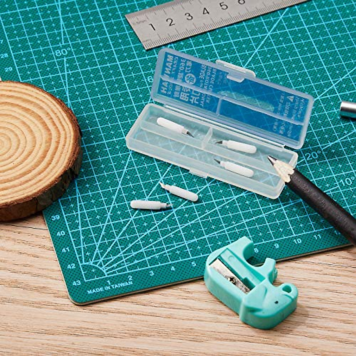 5 Pieces 360 Degree Swivel Craft Knife Rotating Replacement Blade Circle Cutting Knife Tool with Box for Vinyl Paper Foam Crafts