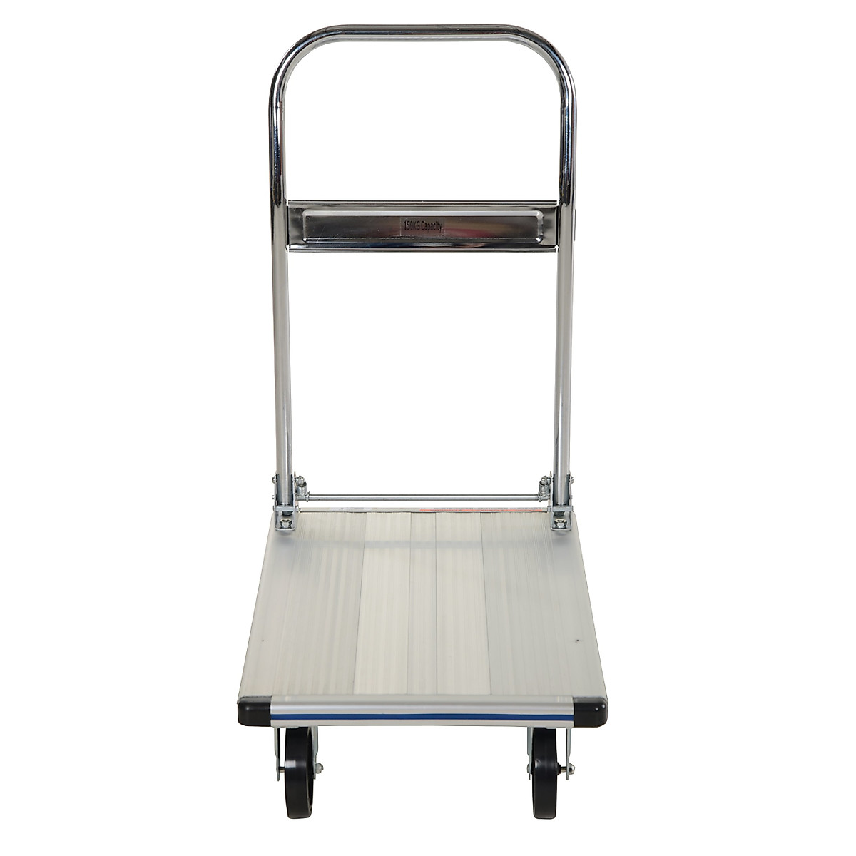Vestil AFT-30-NM Aluminum Folding Platform Truck with Single Handle and 4" Non-Marking Polyurethane Casters, 400 lbs Capacity, 30" Length x 18-1/2" Width x 6-5/16" Height