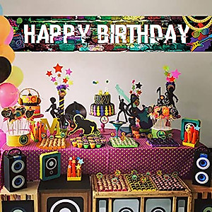 MEFENG 80's 90's Birthday Hip Hop Theme Happy Birthday Backdrop Radio Fashion Colorful Birthday Decorations -9.8x1.6 ft.