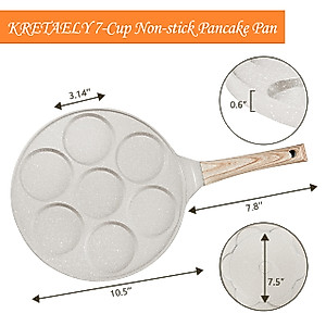 KRETAELY Pancake Pan Suitable for All Cooktops, 7-cup Pancake Maker, Nostick Granite Mini pancake with PFOA Free Coating, Sarten Para Pancakes 1-pcak