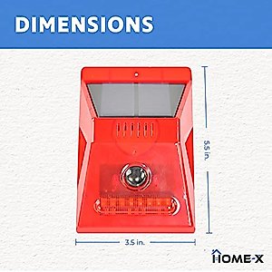 HOME-X Solar Alarm and Flash with Remote, Waterproof, 4-Mode Solar-Powered Alarm with Motion Sensor, Security Alert, Motion-Activated Strobe