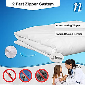 National Allergy Premium 100% Cotton Duvet Comforter Protector - Full/Queen Size - 86" x 86" - White - Breathable 300 Thread Count Hypoallergenic Cover - Zippered Encasement - Bedding Linen