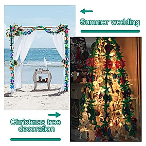 BUSOHA 2Pack Tissue Flower Garland - 12 Feet Long Tropical Multicolored Paper Flower Garland Banner for Hawaiian Luau Summer Tiki Bar Tropical Birthday Baby Shower Wedding Party Decorations Supplies