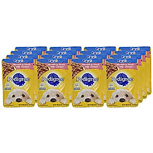 PEDIGREE PUPPY Soft Wet Dog Food Morsels in Sauce With Chicken, 3.5 oz Pouches, 16 Pack
