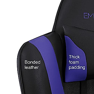 STAPLES Emerge Vartan Bonded Leather Gaming Chair, Black/Blue, 2/Pack (53242V-Ccvs)